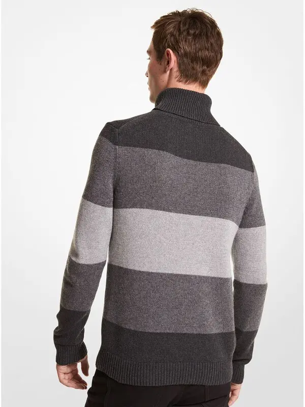 Michael Kors Striped Turtleneck Sweater - Black
