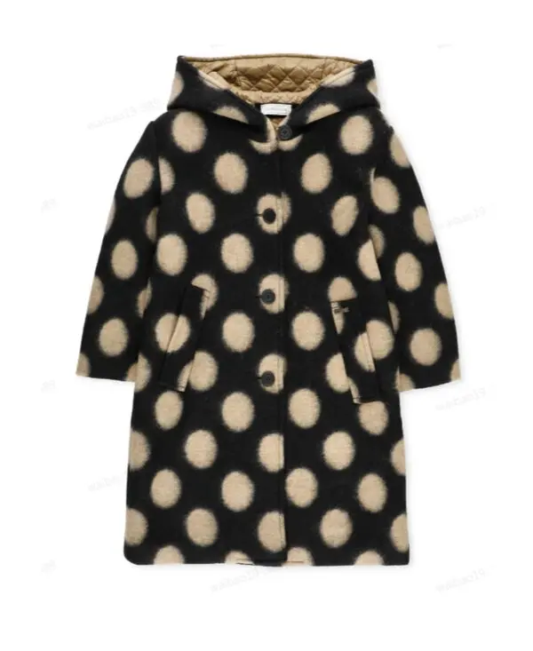 Monnalisa Polka Dot Hooded Coat - Black