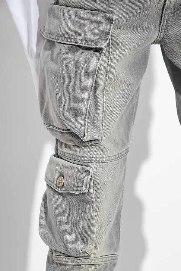 Attico The Essie Tapered Cargo Long Pants - Gray