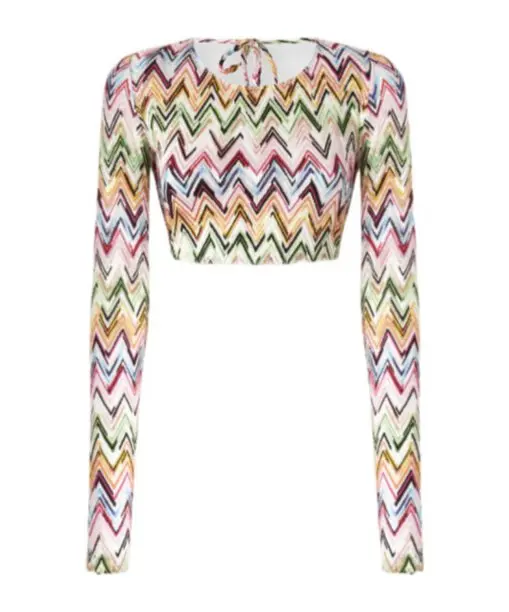 Missoni Zigzag Motif Long Sleeve Crop Top - Multicolor