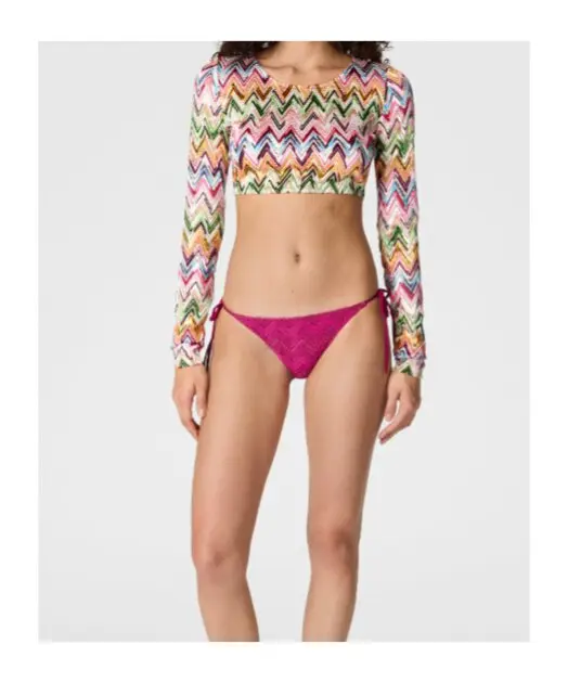 Missoni Zigzag Motif Long Sleeve Crop Top - Multicolor