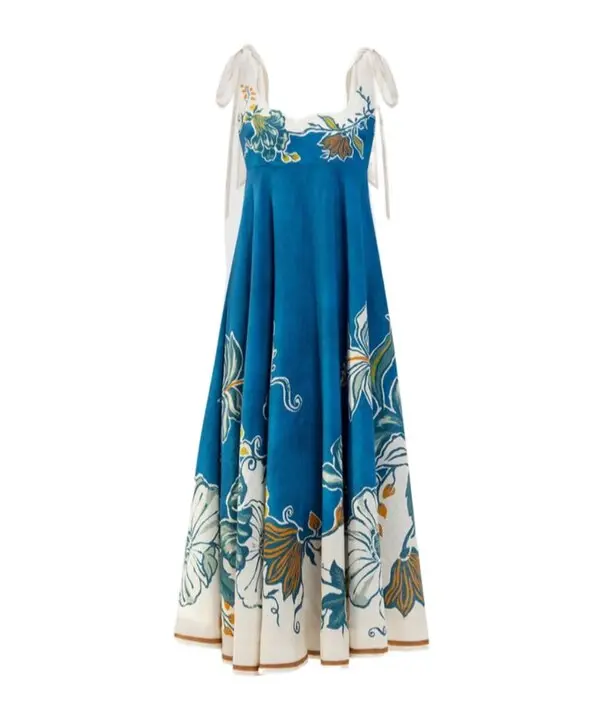 ALEMAIS Luda Floral-print Maxi Dress - Blue