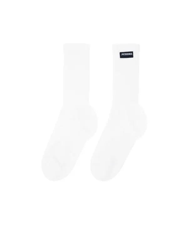 Jacquemus Ribbed Socks With Logo Patch - White
