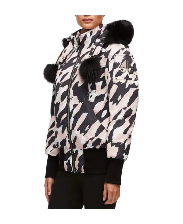 Moose Knuckles Hooded Down Jacket With Ribbon Cuffs And Waist