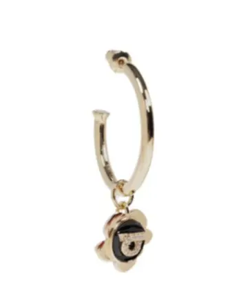 FERRAGAMO Embellished Hoop Earrings With Pendant - Yellow