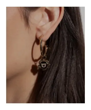 FERRAGAMO Embellished Hoop Earrings With Pendant - Yellow