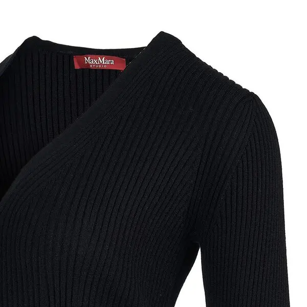 Max Mara Ribbed V-neck Cardigan With Embellished Pockets