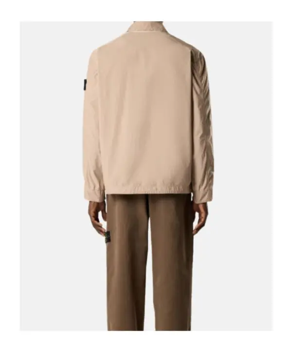 Stone Island Logo Patch Stand Collar Jacket - Desert