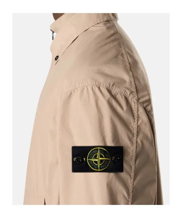 Stone Island Logo Patch Stand Collar Jacket - Desert