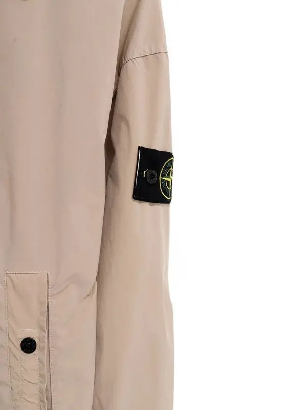 Stone Island Logo Patch Stand Collar Jacket - Desert