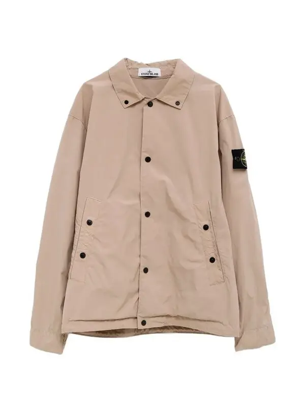 Stone Island Logo Patch Stand Collar Jacket - Desert