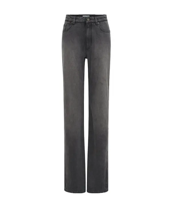 MARINE SERRE Moon Laser Grey Wash Denim High-waist Flare Jeans - Black