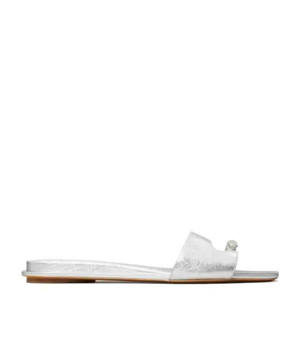 Tory Burch Pierced Slides - Bright Silver/silver