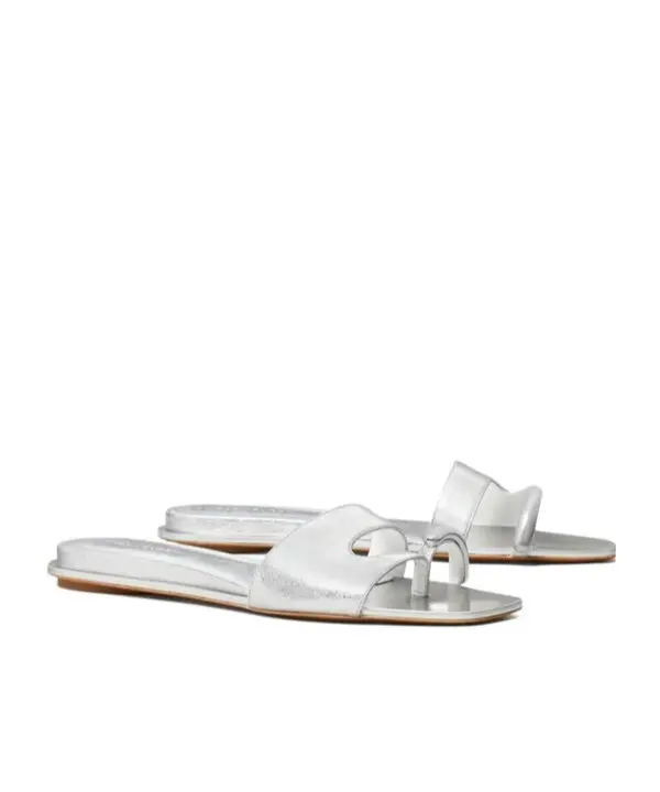 Tory Burch Pierced Slides - Bright Silver/silver