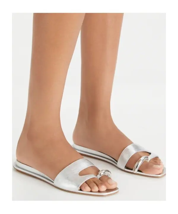 Tory Burch Pierced Slides - Bright Silver/silver