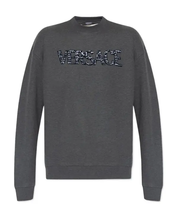 Versace Logo Embellished Crewneck Sweatshirt