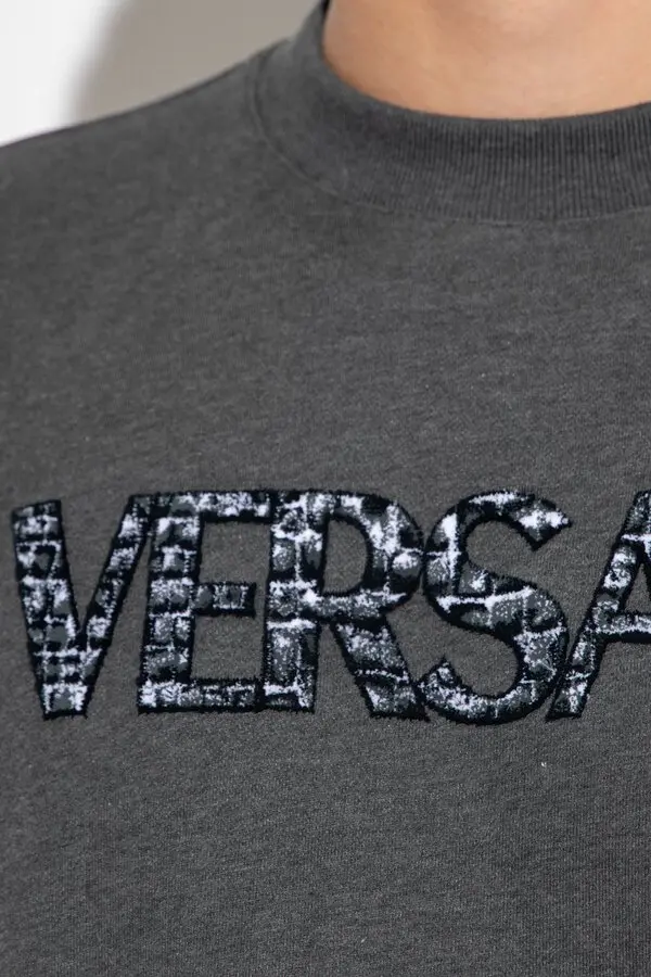 Versace Logo Embellished Crewneck Sweatshirt