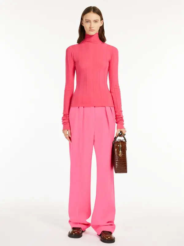 Sportmax High-neck Wide-ribbed Knit Top
