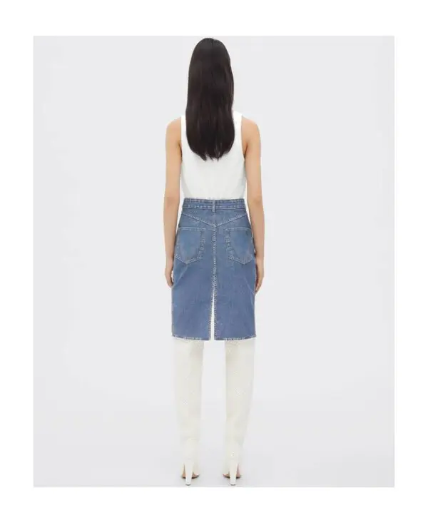 Bottega Veneta Denim Effect Front Slit Skirt