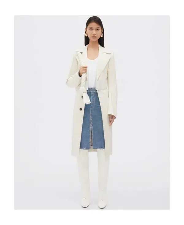 Bottega Veneta Denim Effect Front Slit Skirt