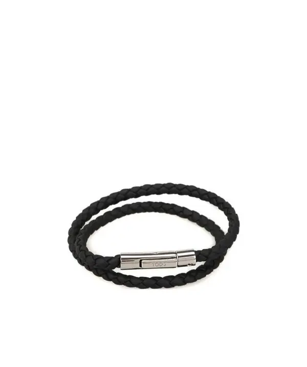 TOD'S Braided Leather Bracelet - Black