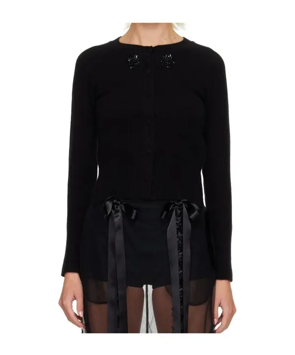Simone Rocha Embellished Cashmere Cardigan - Black
