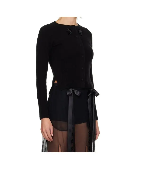Simone Rocha Embellished Cashmere Cardigan - Black