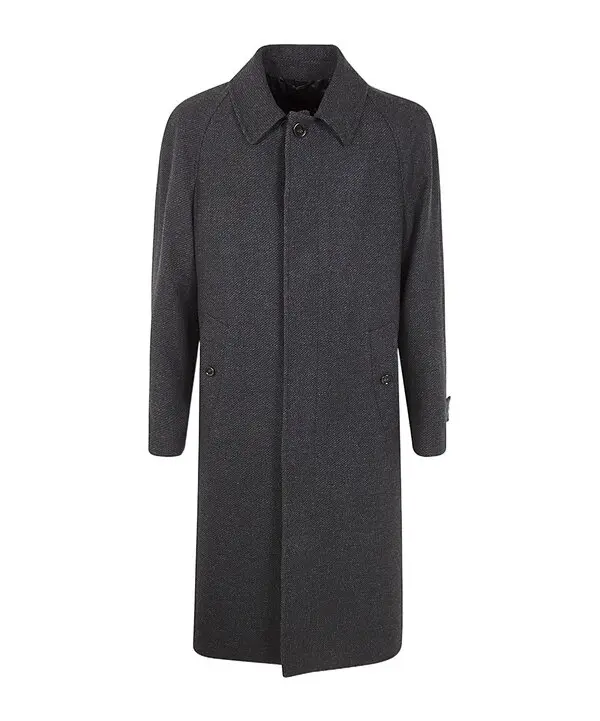 LARDINI Single-breasted Striped Coat - Black