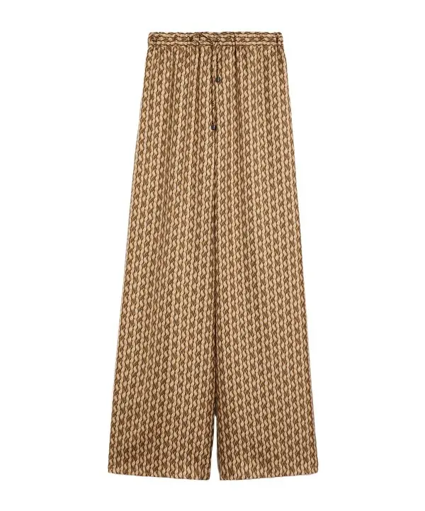 Max Mara Patterned Wide-leg Trousers - Hazelnut Brown