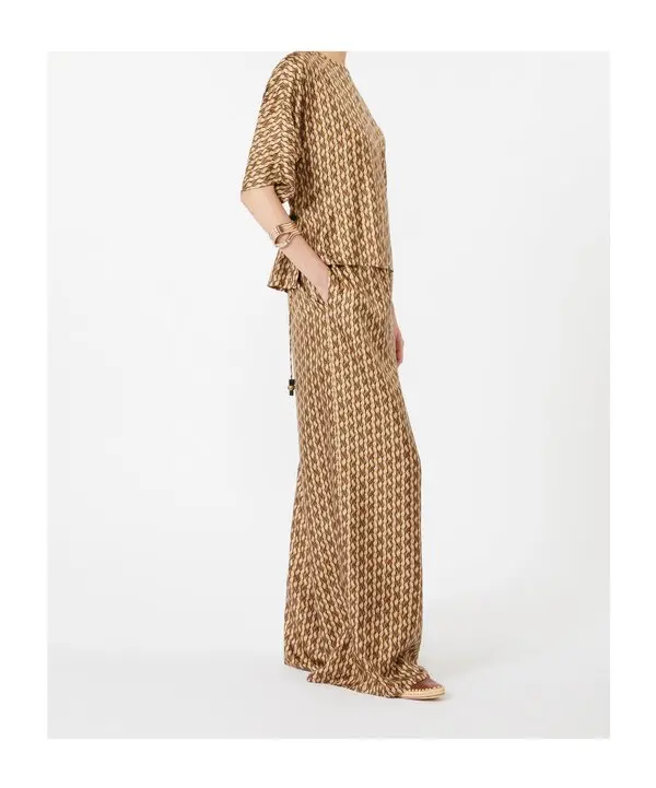 Max Mara Patterned Wide-leg Trousers - Hazelnut Brown