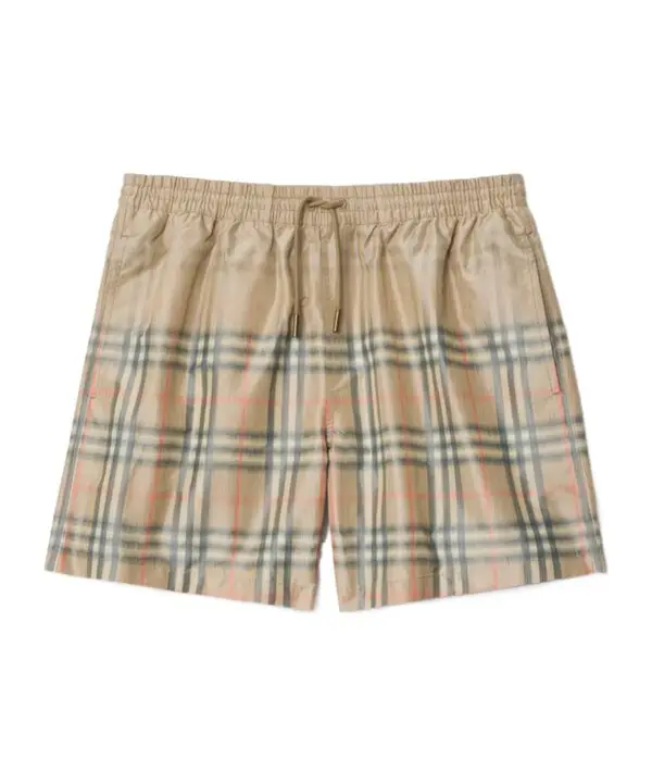Burberry Checked Swim Shorts - Sand Beige