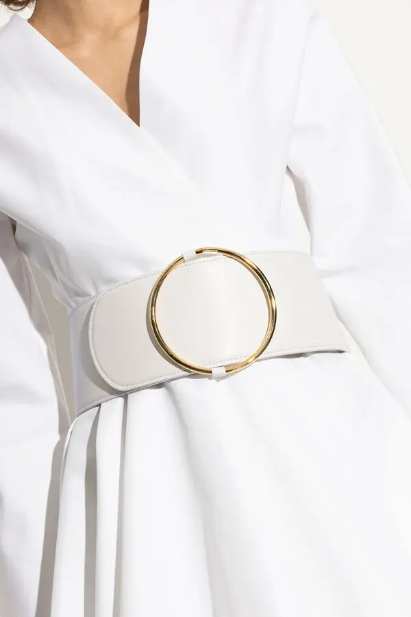 Alaïa Wide Belt With Round Buckle - White