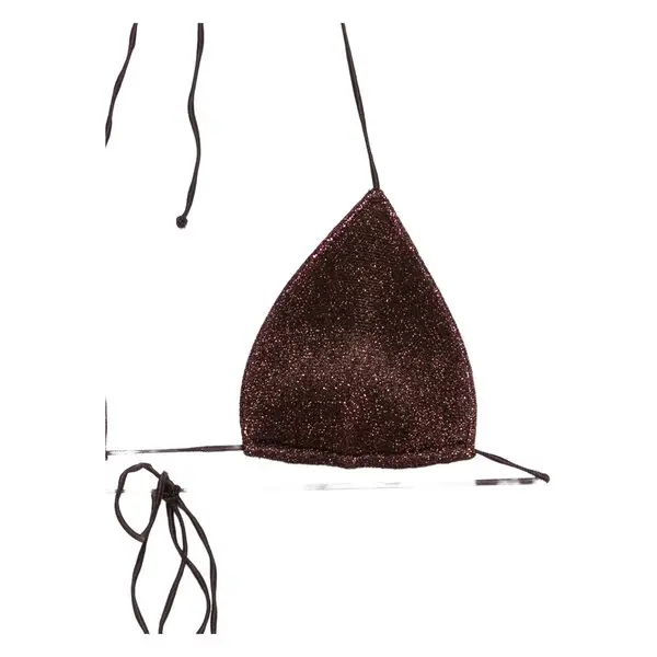Oseree Metallic Triangle Tie-string Bikini - Brown