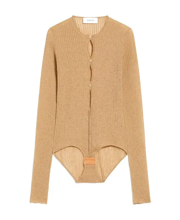 Sportmax Ribbed Knit Button-up Bodysuit