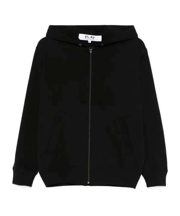 Play Comme Des Garcon Zip-up Heart-patch Hoodie