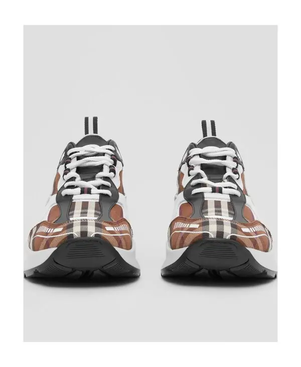 Burberry Check Pattern Lace-up Sneakers - White