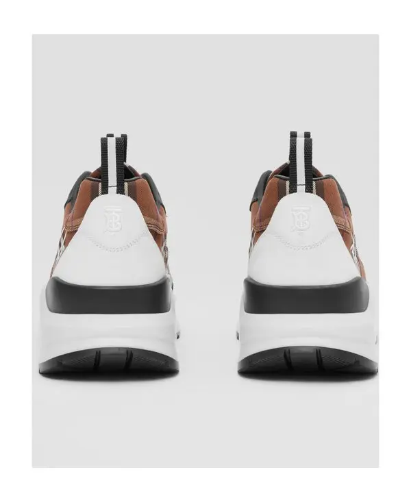Burberry Check Pattern Lace-up Sneakers - White