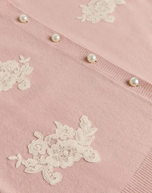 Valentino Garavani Embroidered Wool And Lace Cardigan