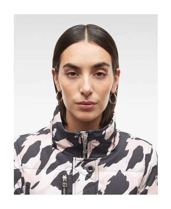 Moose Knuckles Camouflage Printed Down Jacket With Fur Trimmed Hood