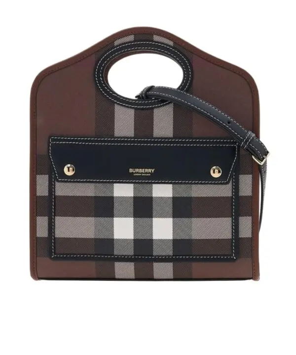 Burberry Logo Printed Checked Tote Bag
