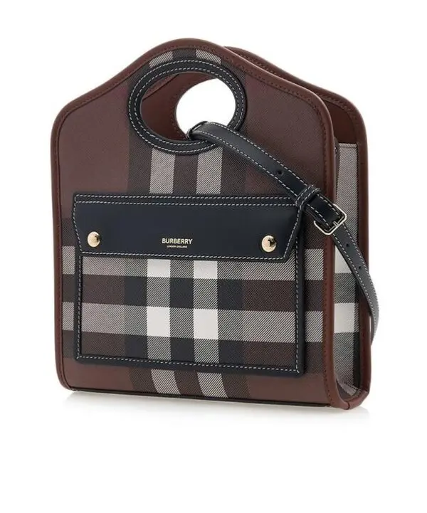 Burberry Logo Printed Checked Tote Bag