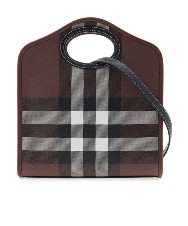 Burberry Logo Printed Checked Tote Bag