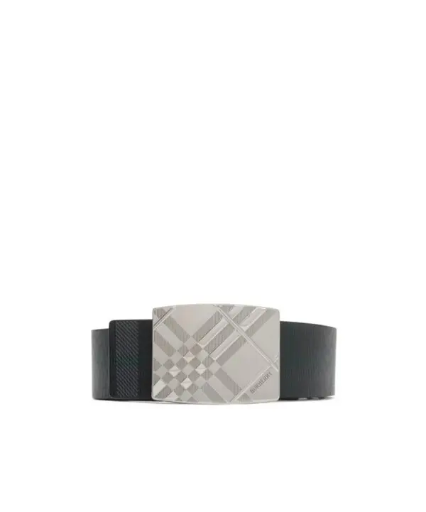 Burberry Reversible Engraved Check Belt - Black/charcoal Gray