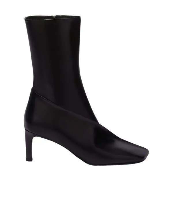 JIL SANDER Square Toe Zip Up Ankle Boots