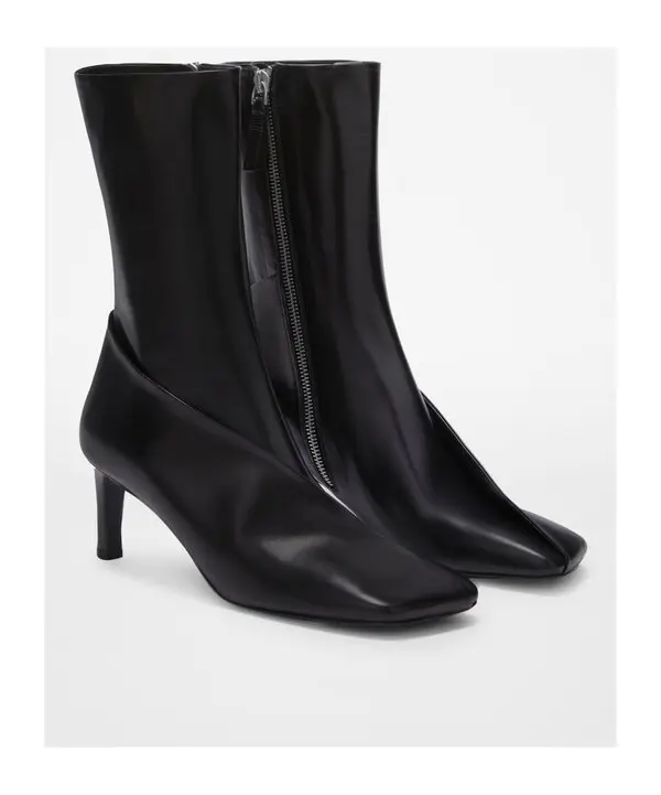 JIL SANDER Square Toe Zip Up Ankle Boots
