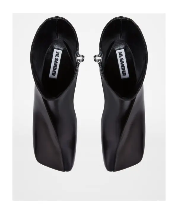 JIL SANDER Square Toe Zip Up Ankle Boots