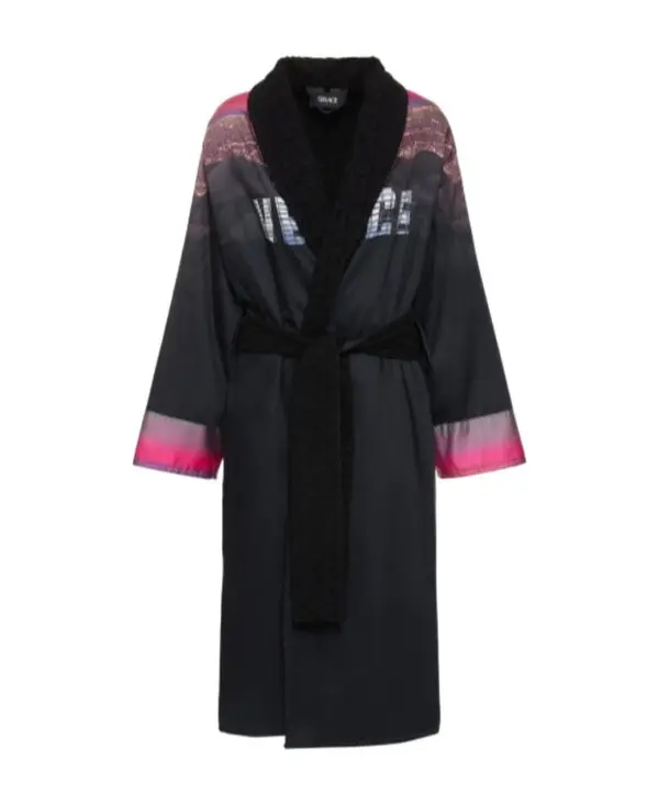 Versace Pattern Printed Bathrobe - Black