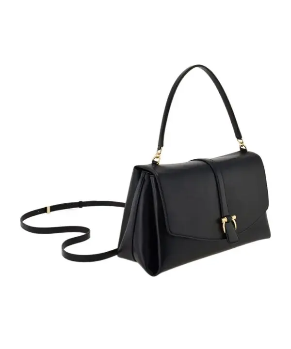 FERRAGAMO Large Leather Shoulder Bag With Gold-plated Buckle