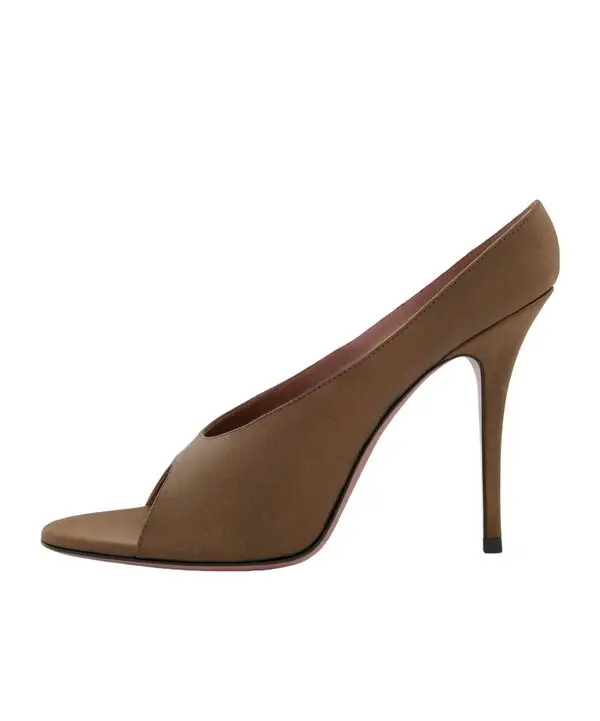 Amina Muaddi Round Toe High Heel Sandals