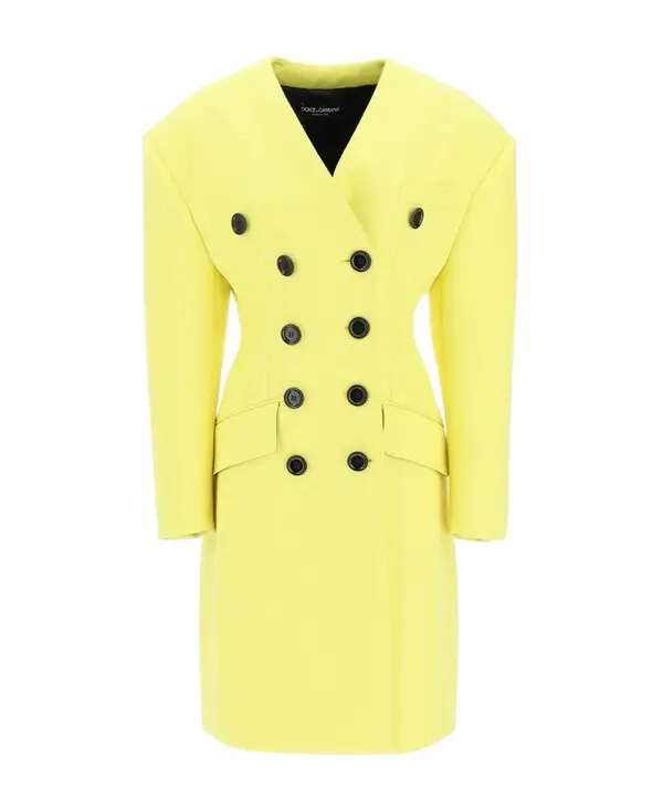 Dolce & Gabbana Double-breasted Drop Shoulder Coat - Yellow